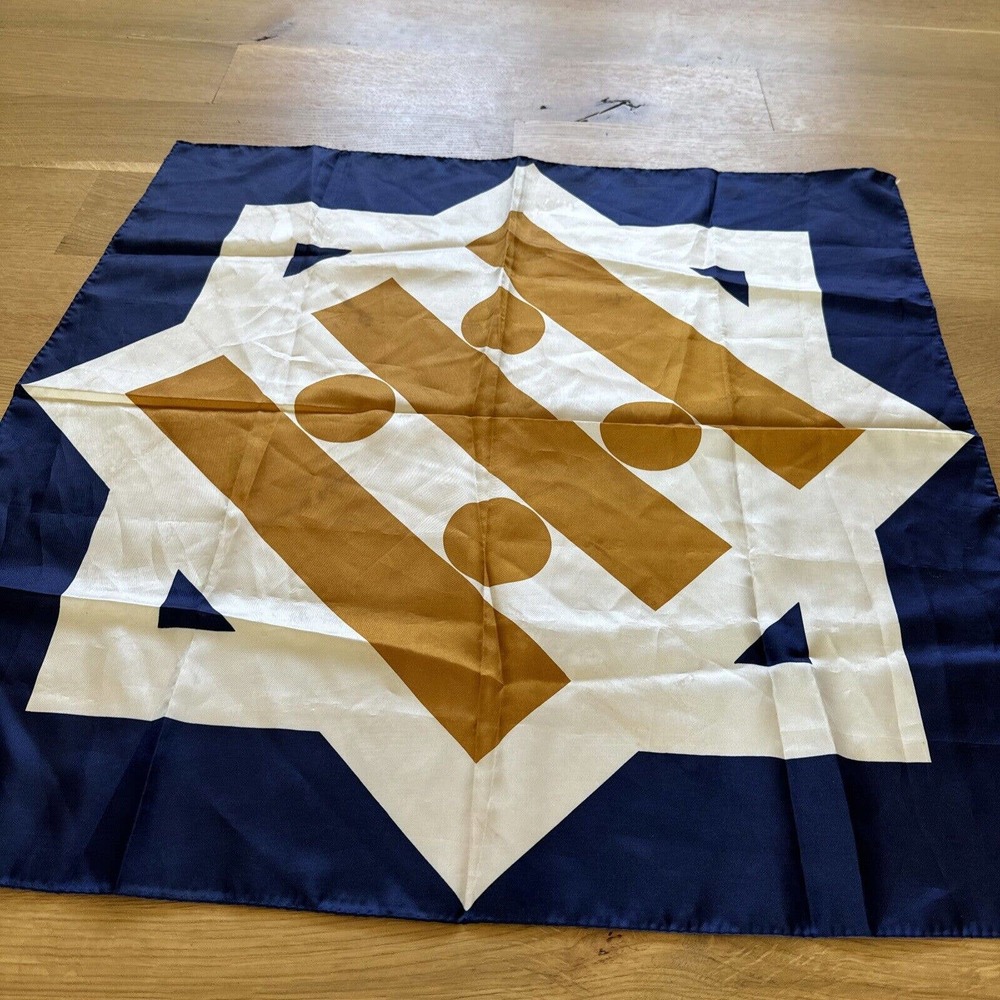 Vintage Lady Heritage Star Of David Scarf Blue Gold M… - Gem